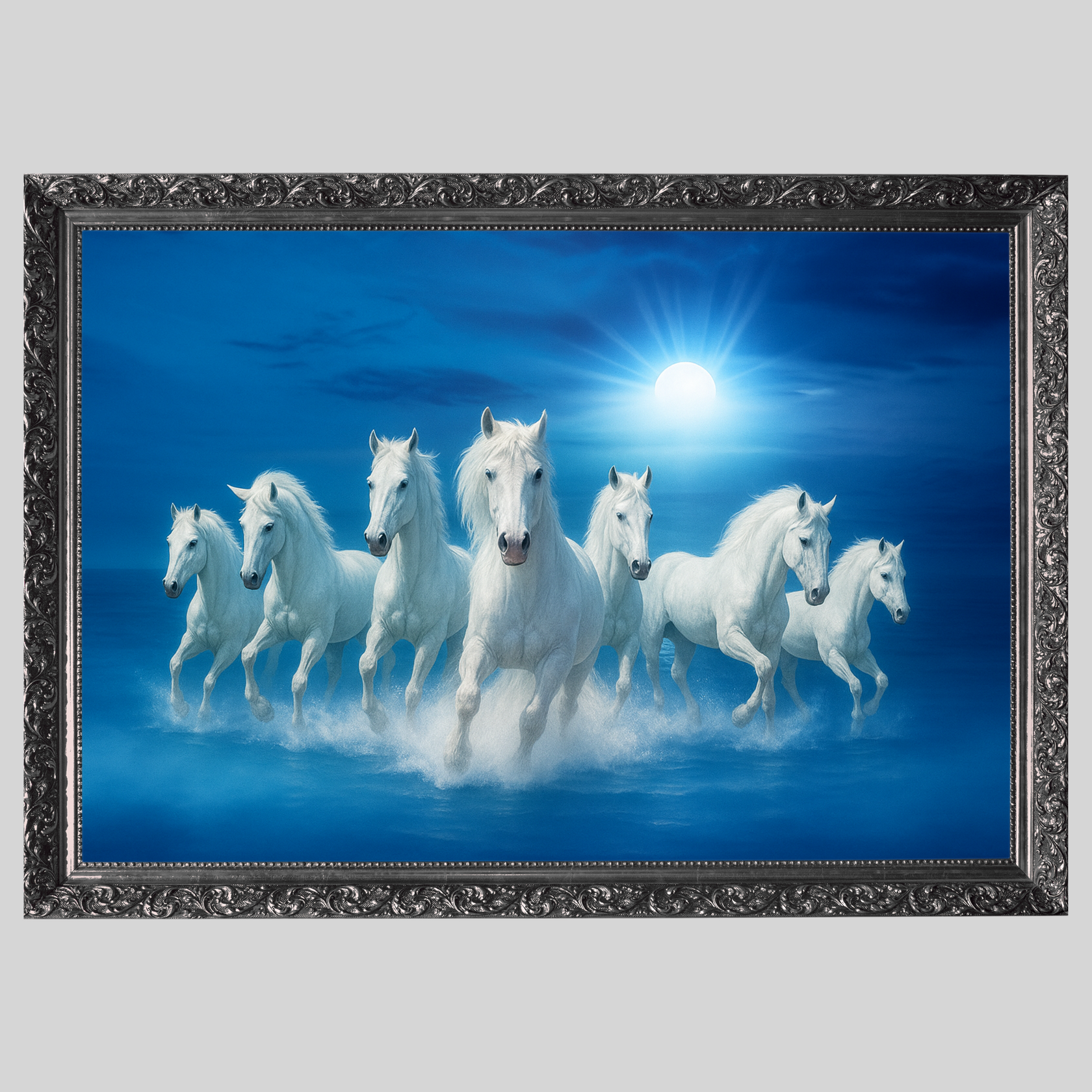 Seven Horses Blue Painting– malyam
